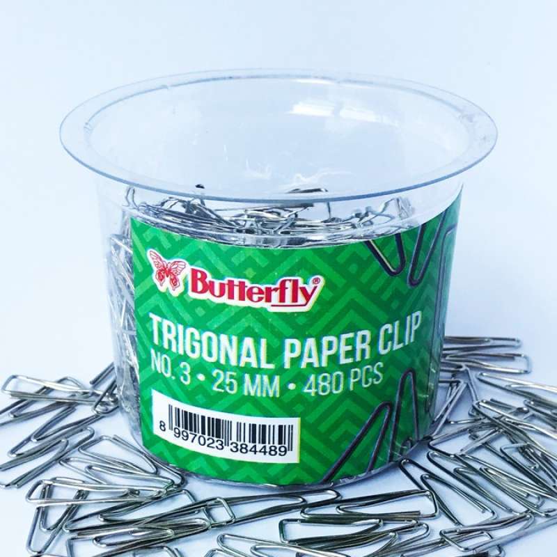Jual Paper Clip / Klip / Penjepit Kertas Butterfly No. 3 (isi 480 pcs ...