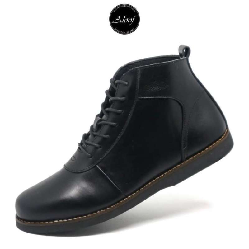 Jual Sepatu Boots Kasual Pria Aloof Care Original Kulit Asli Hitam Di ...
