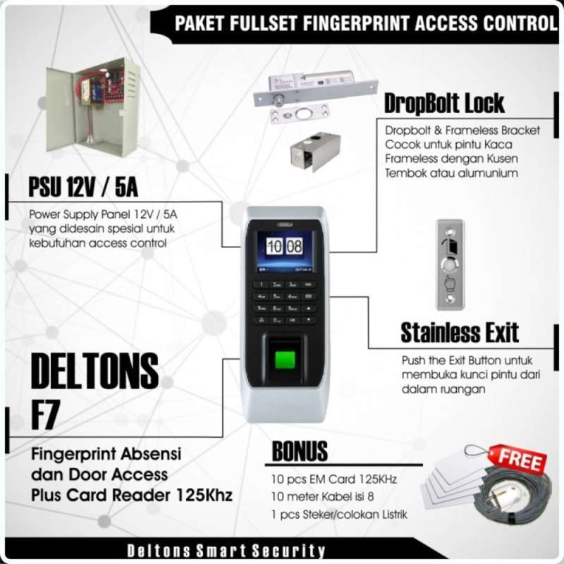Jual Fingerprint Access Door Smart Door Lock Access Control Drop Bolt ...