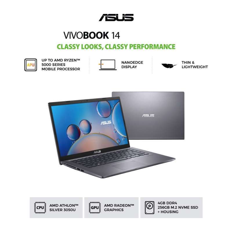 Jual ASUS VivoBook 14 M415DAO-FHD024 - Slate Grey [AMD Athlon™ Silver ...