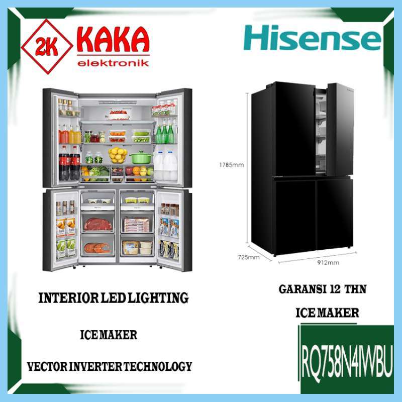 Jual Hisense Rq758n4iwbu Kulkas Side By Side Lemari Es 4 Pintu 583 ...
