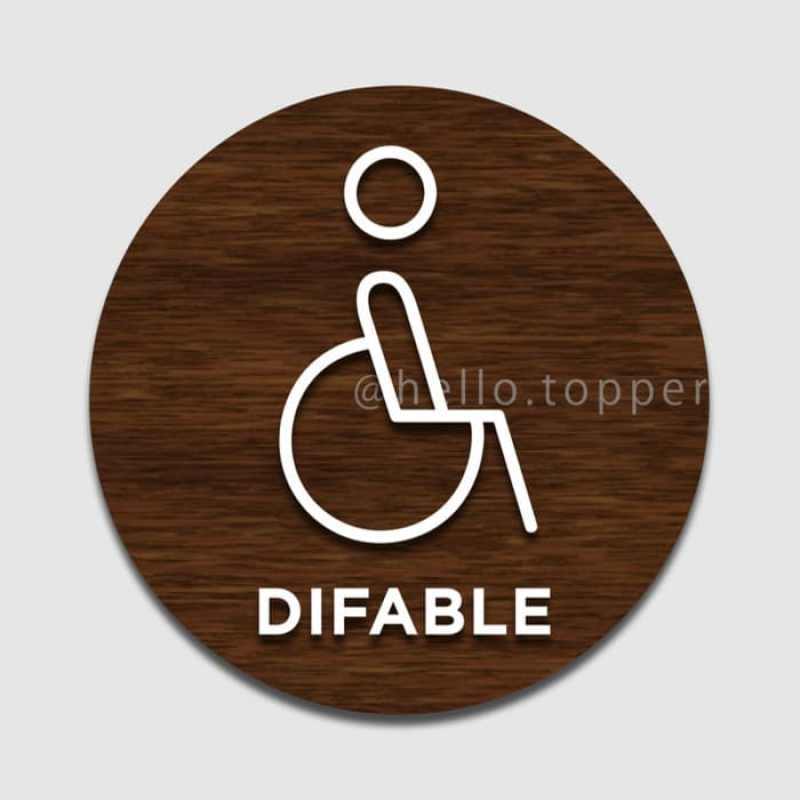 Jual Premium Sign Toilet Difable Kayu Modern 20cm Sign Board Restroom ...