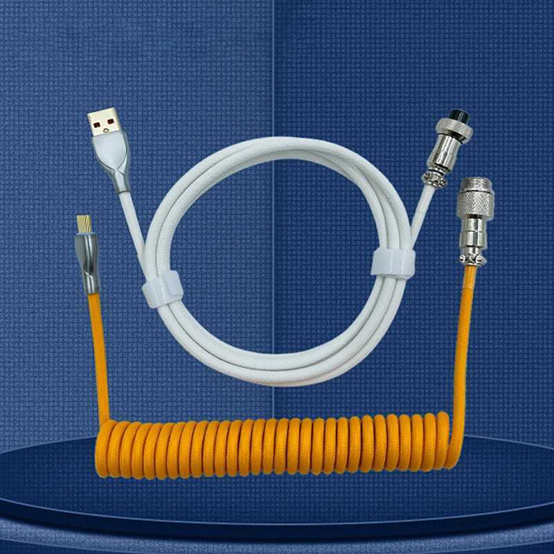 Promo USB to Type C Coiled Cable Type C Line Mechanical Keyboard Yellow ...