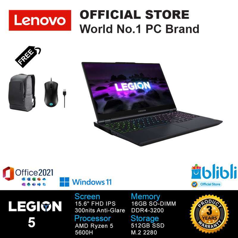Jual LENOVO LEGION 5-15ACH6 DYID BLUE AMD R5-5600 di Seller Lenovo ...