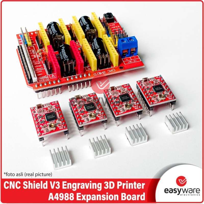 Jual Cnc Shield V3 Engraving 3d Printer + 4 Pcs A4988 Stepper Motor ...