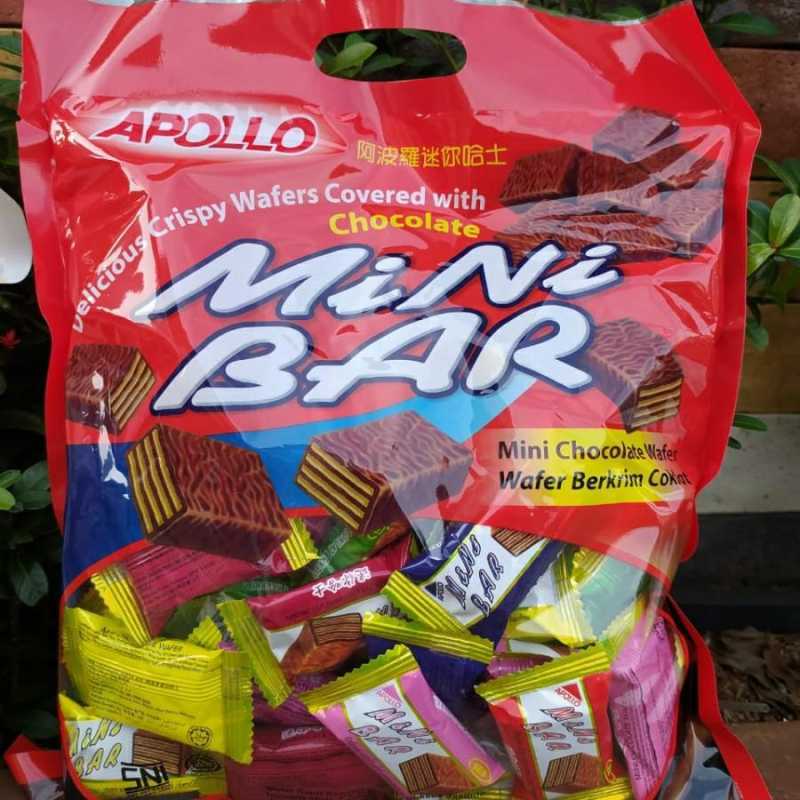 Jual Apollo Mini Bar Wafer Cokelat 300gr isi 50 pcs di Seller Vieka ...