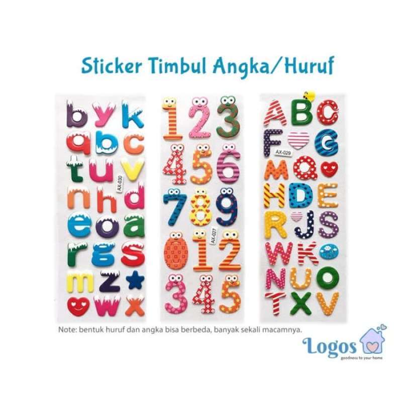 Jual Stiker Timbul Angka Abjad Number Alphabet Huruf sticker belajar ...