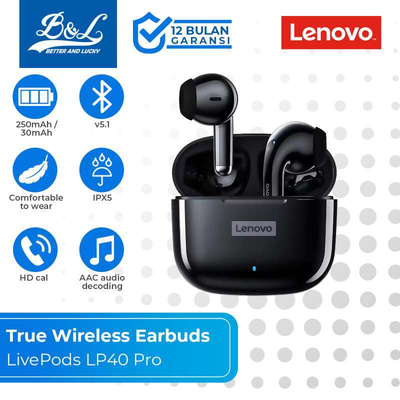 Promo LENOVO True Wireless Earbuds Thinkplus LivePods LP40 Pro Bluetooth 5.1 IPX5 Diskon 36% di ...