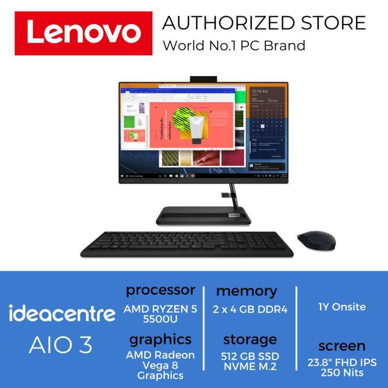 Jual Lenovo Ideacentre Aio Alc Ryzen U Gb Gb Ssd Integrated Fhd Ips W Ohs