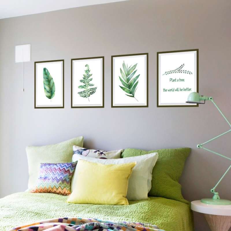 Jual METH SK7132 FRAME GREEN LEAF 3D BINGKAI TROPICAL PLANT WALLSTICKER ...