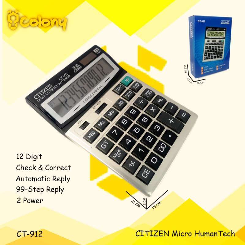 Jual Citizen CT912 Kalkulator Besar Digital Dagang Sekolah Kantor ...