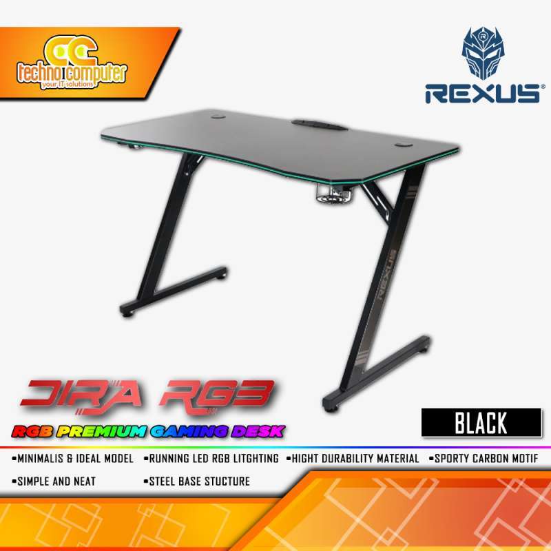 Jual MEJA GAMING REXUS DIRA RXD-120 RGB GAMING DESK With Headphone Hook ...