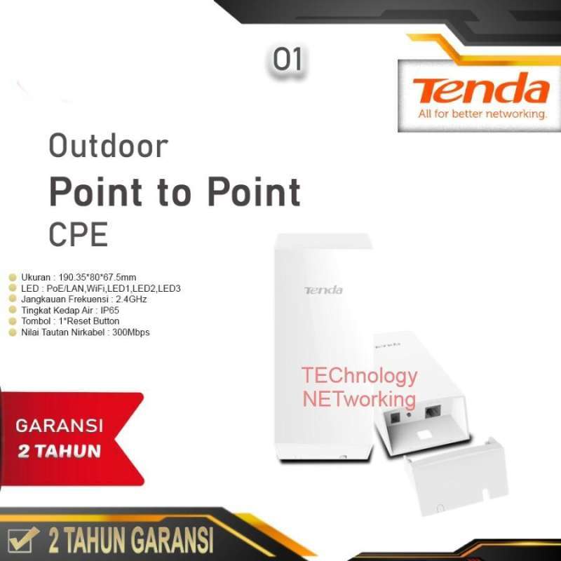 Jual TENDA O1 : OUTDOOR CPE PTP 500 METER 300Mbps di Seller TECHNET.ID ...