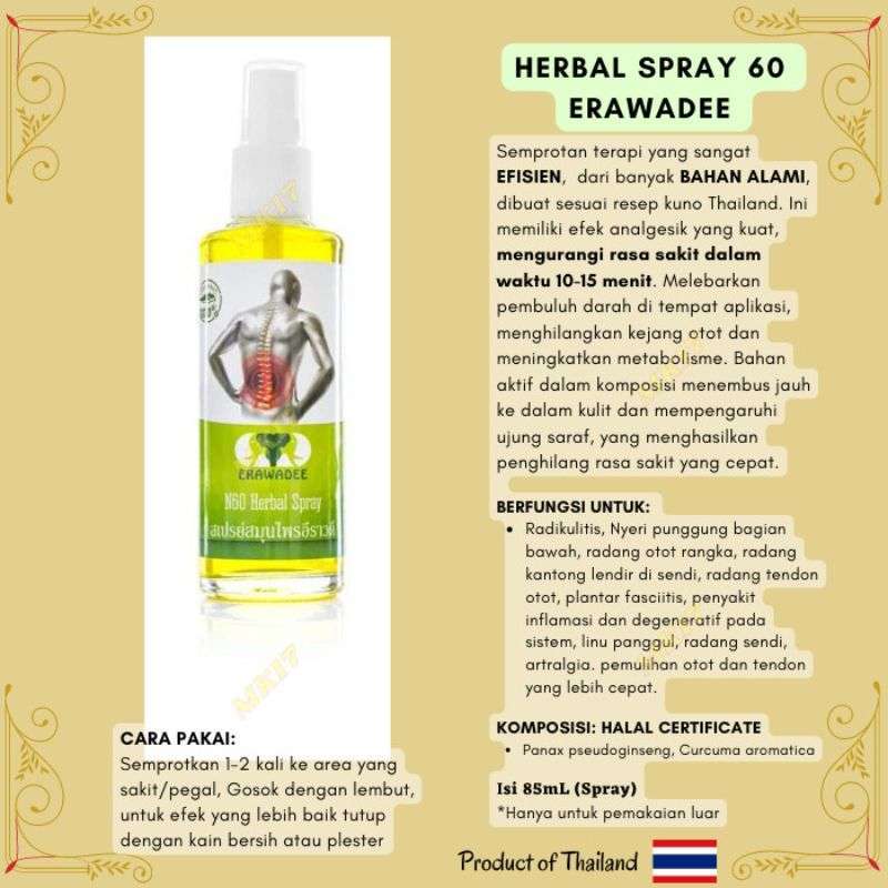 Promo Erawadee Herbal Spray No 60, Semprotan Medis untuk Punggung dan ...