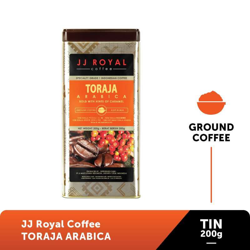 Jual JJ Royal Coffee Toraja Arabica Ground (Kopi Bubuk) Tin 200g di ...