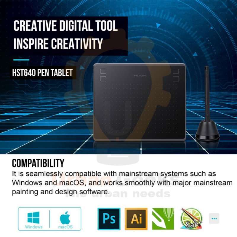 Promo Huion HS64 / HST640 Graphic Drawing Pen Tablet Android PC alt ...