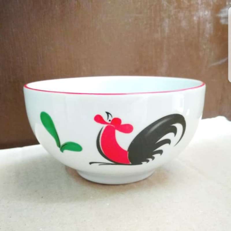 Promo Mangkok Nasi Ayam Jago/Mangkok Nasi/Mangkok Porcelain/Mangkok ...