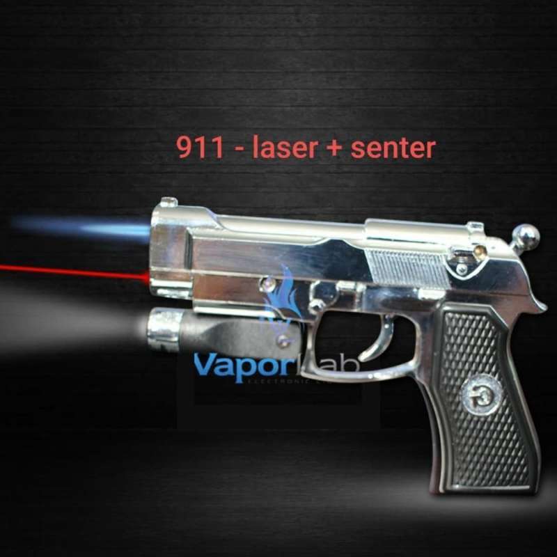 Jual mancis korek api gas bara pistol mini gun laser pointer lighter ...