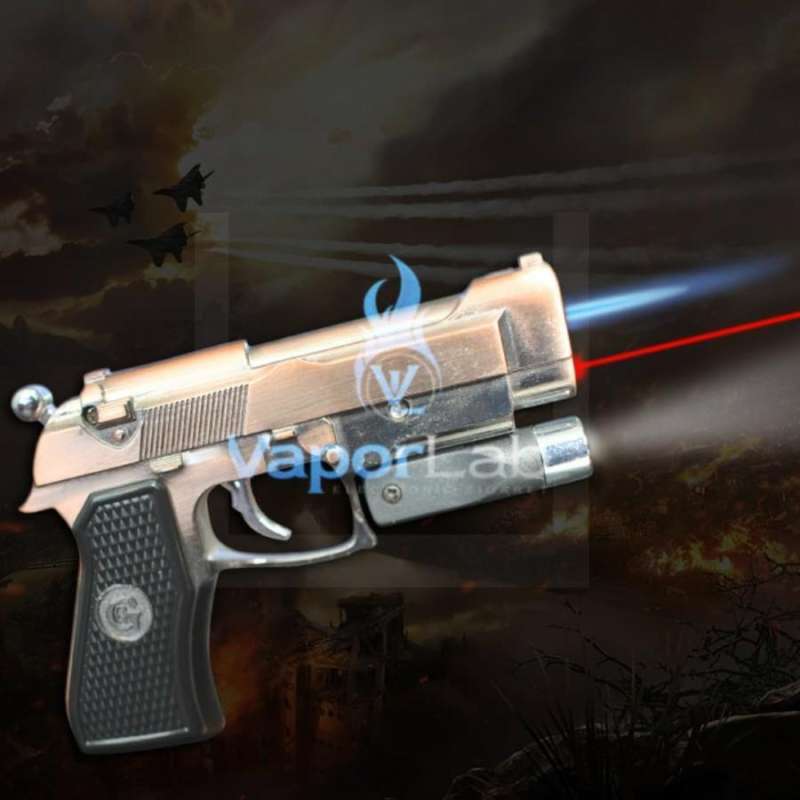 Jual mancis korek api gas bara pistol mini gun laser pointer lighter ...