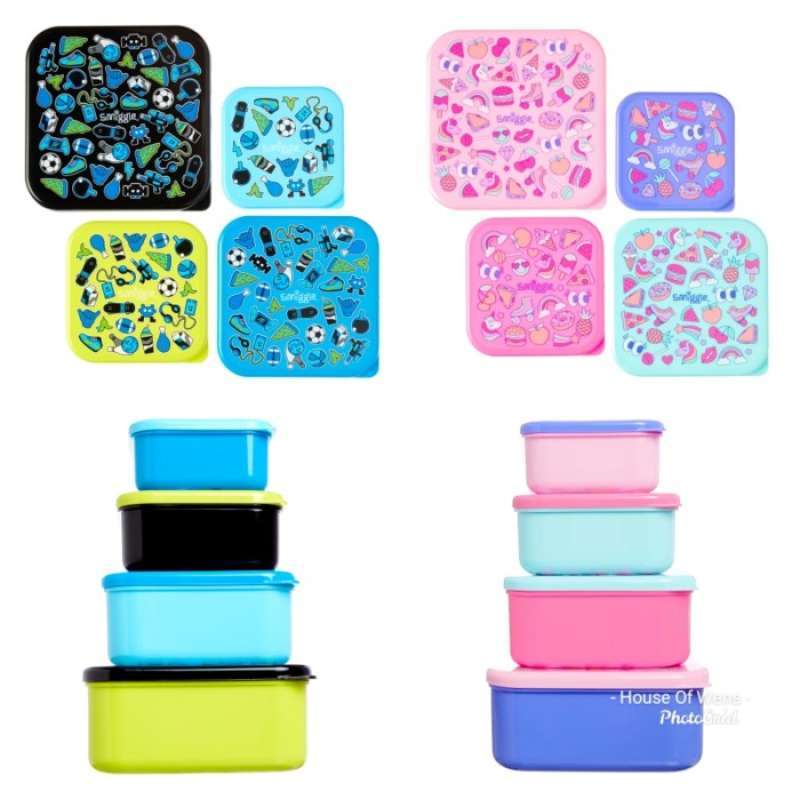 Promo SMIGGLE HAPPY SNACK AND STACK CONTAINERS X4 - TEMPAT MAKAN ...