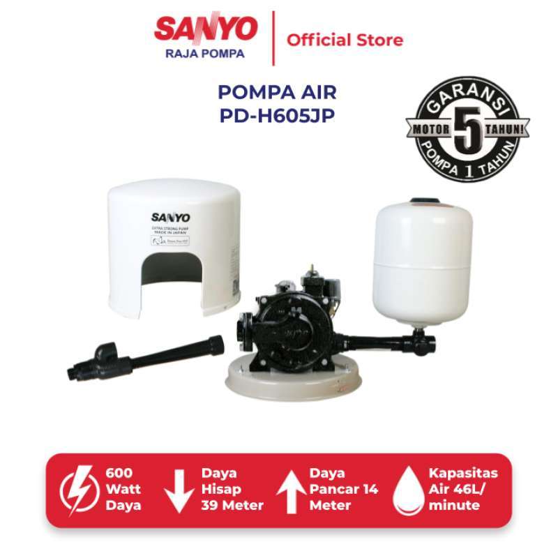 Jual Sanyo Mesin Pompa Air Jetpump Otomatis Made In Japan - Pd-h605jp ...