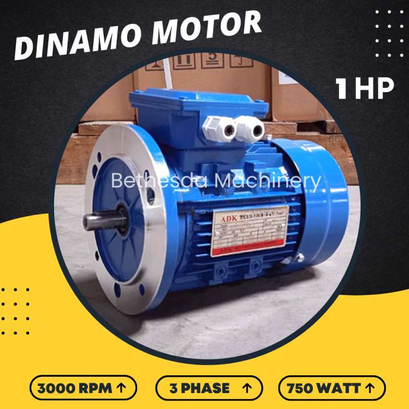 Jual Mesin Dinamo Motor Electro Listrik 1 Hp 750 Watt Flange Mounted 3 Phase 2 Pole 3000 RPM di ...