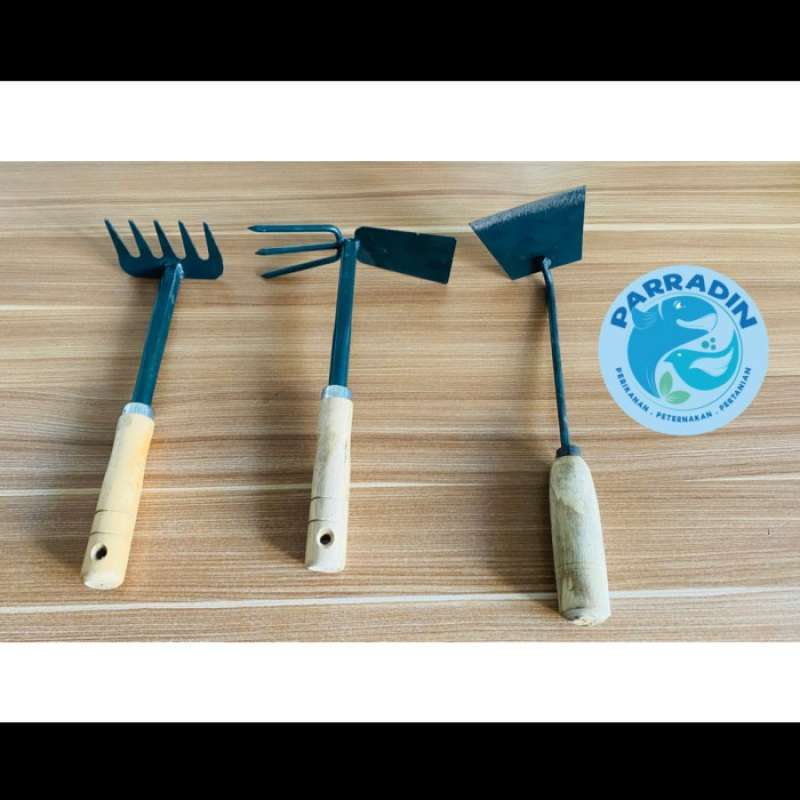 Jual PAKET Cangkul / Pacul Mini, 2 Fungsi dan Garpu Gagang Kayu di ...