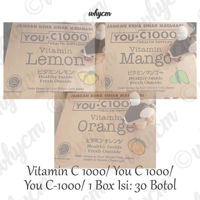 Jual YouC1000 Botol Kaca Isi: 30 (Lemon, Mango, Orange, Mix, Apple ...
