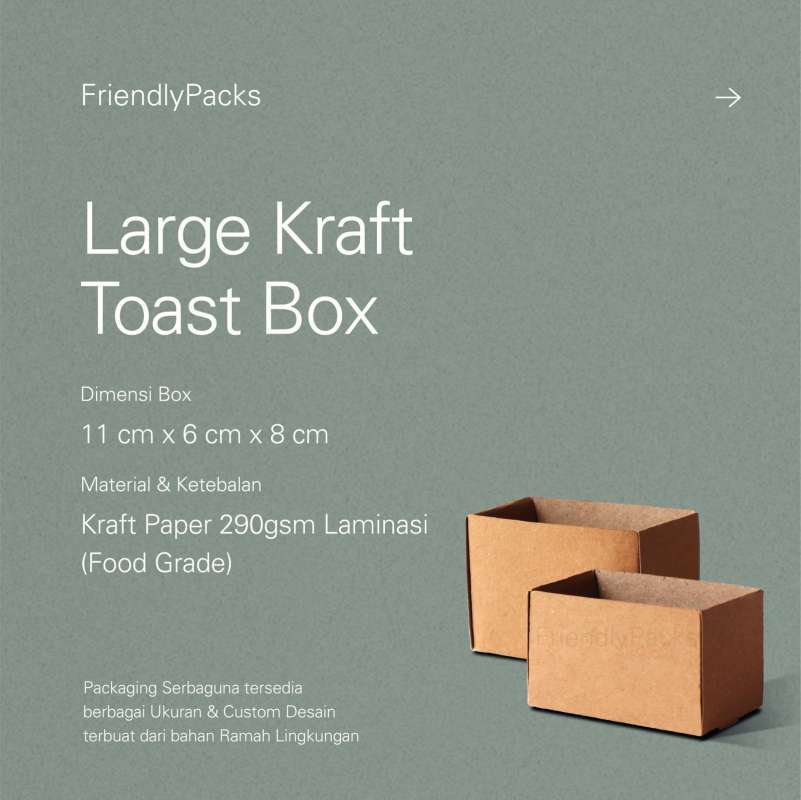 Jual Large Half Toast Box Packaging Kraft / Kemasan Roti Bakar / Dus ...