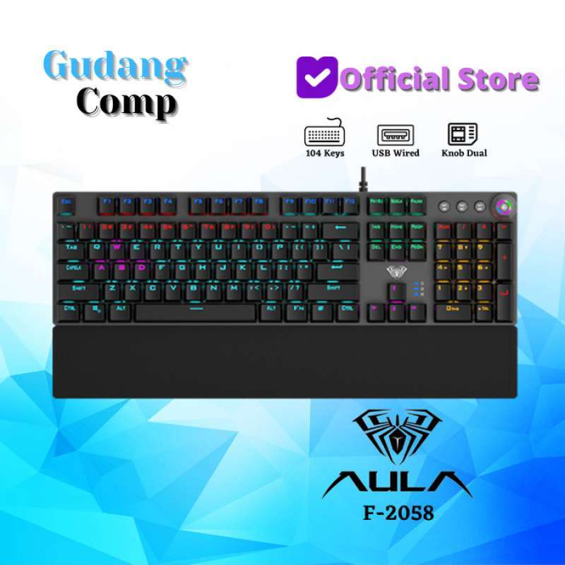 Promo Aula F2058 / F-2058 Multimedia Mechanical Keyboard Gaming Diskon ...