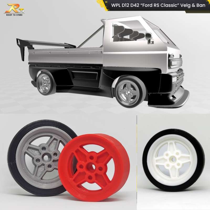 Jual WPL D12 D42 Velg Ford RS Classic Wheel dan Ban 1 Set - RC Drift 3D ...