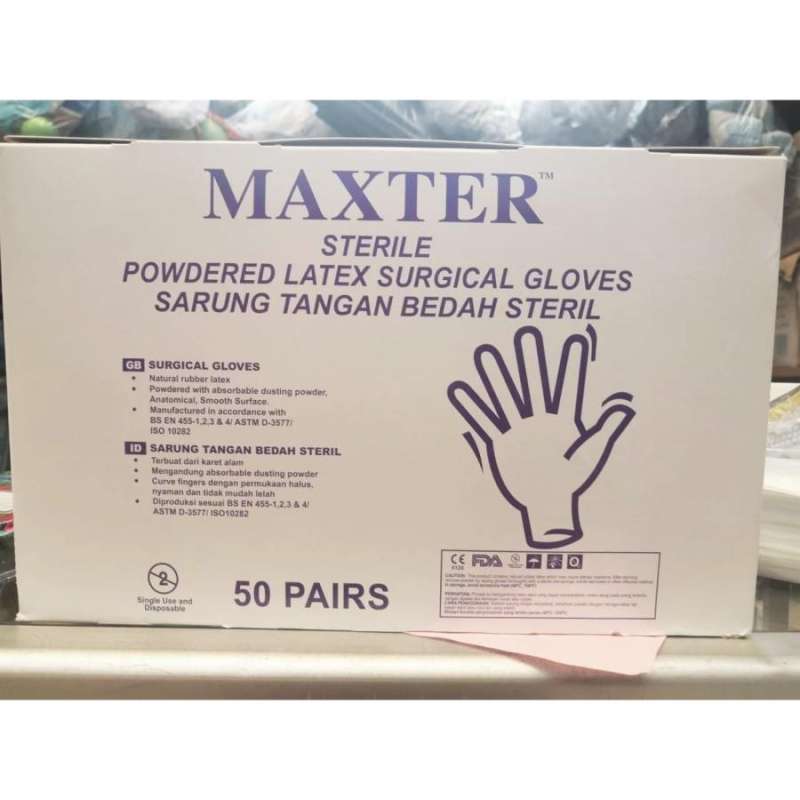 Jual Sarung Tangan Steril Maxter / Sterile Latex Surgical Gloves di ...
