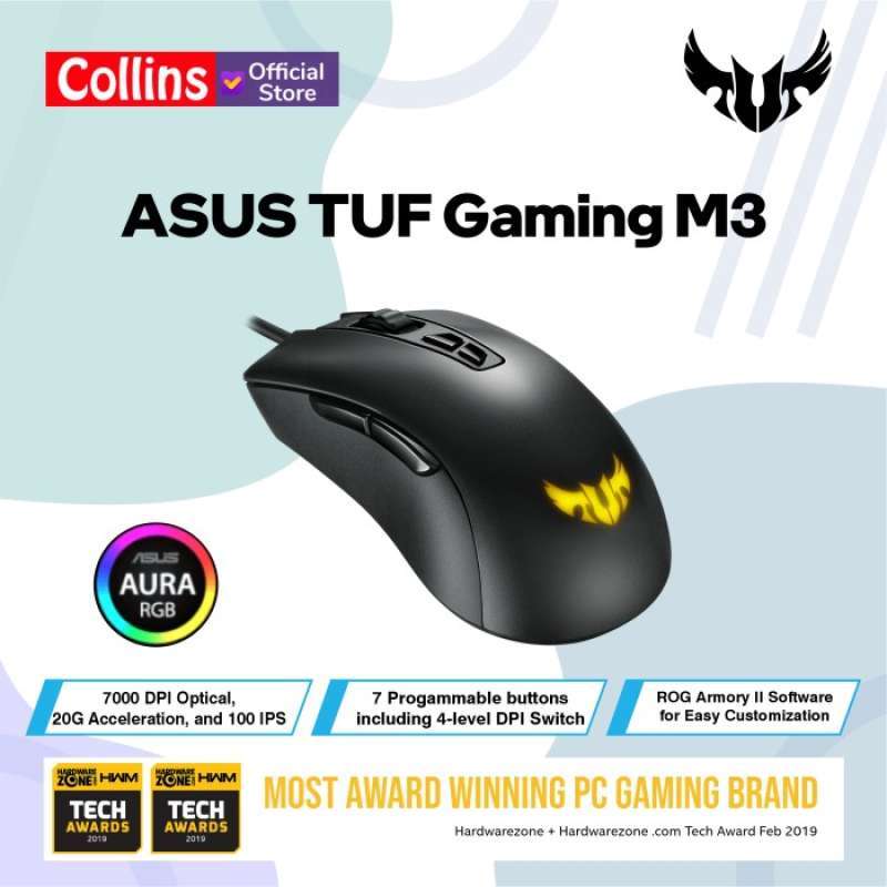 Promo Asus Tuf Gaming M3 Ergonomic Wired Rgb Gaming Mouse With 7000 Dpi ...