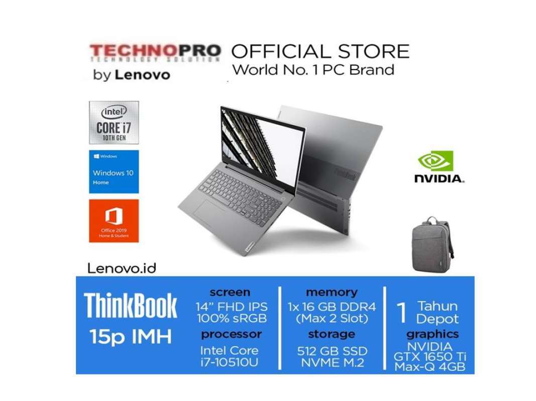 Jual Lenovo Thinkbook 15p Imh 24id || Intel Core I7-10750h Nvidia Geforce Gtx 1650 Ti 16gb Ddr4 ...