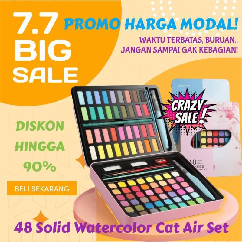 Jual 48 Solid Watercolor Cat Air Set/ Paket Peralatan Melukis Lengkap ...