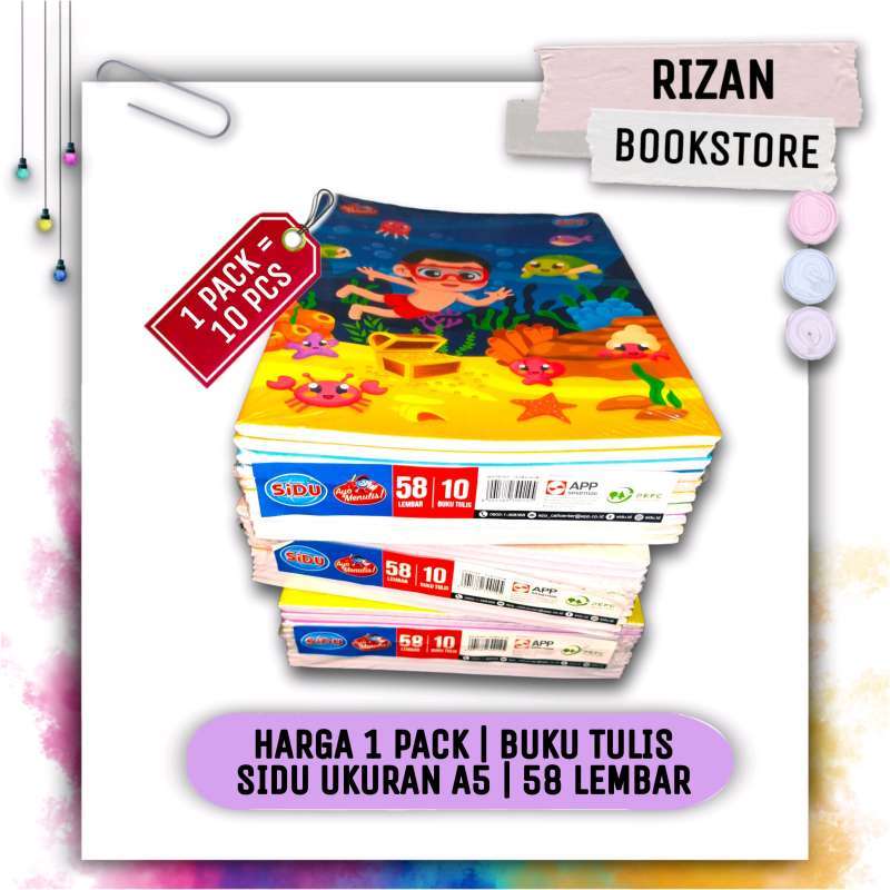 Promo [1 PAK] Buku Tulis SIDU Ukuran A5 58 Lembar Isi 10 PCS Diskon 31% ...