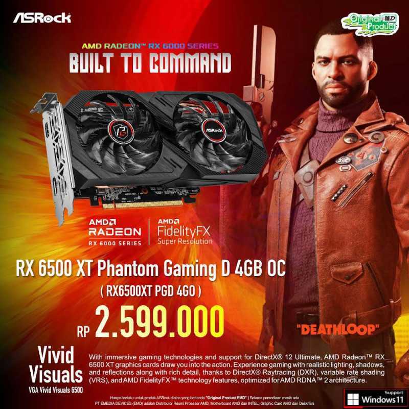 Promo VGA ASRock AMD Radeon RX 6500 XT Phantom Gaming D 4GB OC Diskon ...