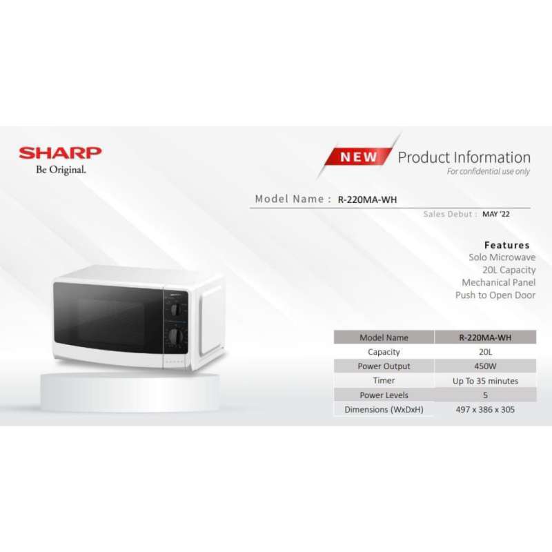 Jual Sharp Microwave Oven 20 Liter R 220ma Wh R220 Ma -wh R-220 Ma R ...