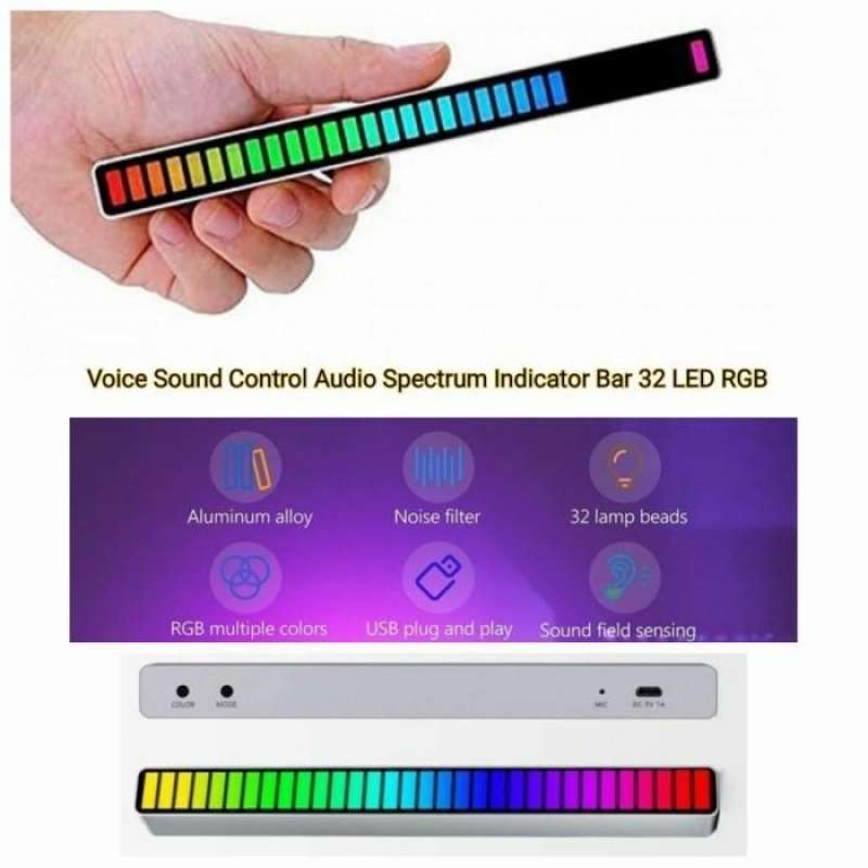 Jual Audio Spectrum Indicator Rainbow Bar Music Led Rgb Audio Sound ...