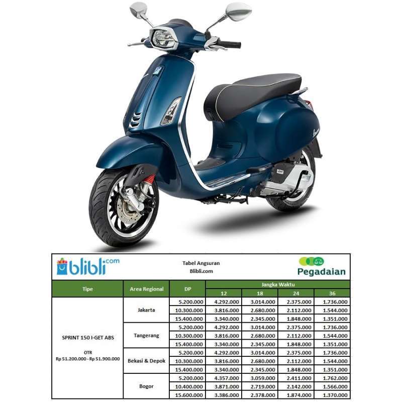 Jual Pegadaian INDENT - [DP] Vespa Sprint 150 I-GET ABS Sepeda Motor [OTR Jabodetabek] - 20% 36 ...