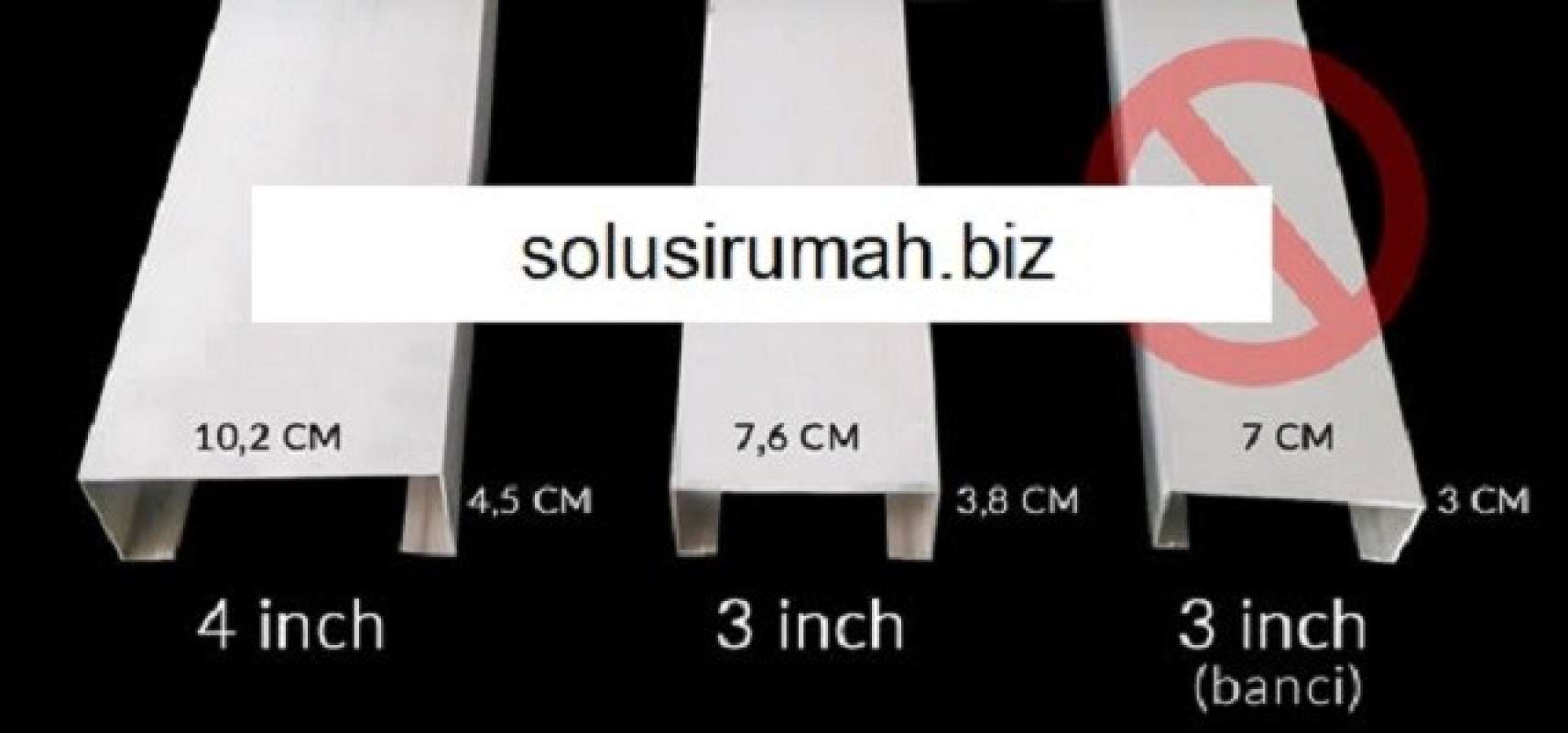Jual Per10cm Kanal C Aluminium 3 Inch Putih Kusen Openback Open Back Di ...