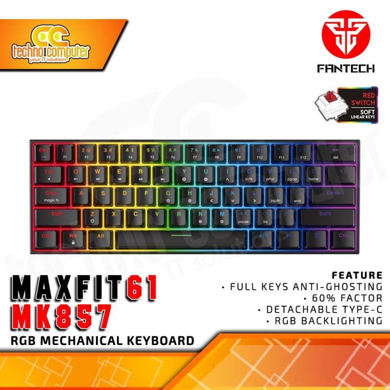 Jual FANTECH MAXFIT61-MK857 60% Black Wired Mechanical RGB Red Switch ...