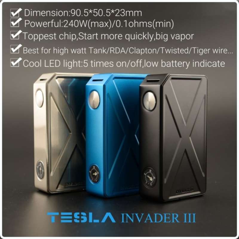 Jual Vape Tesla Invader 3 / Iii Semi Mecha Mod 240W (Not Istick Pico ...
