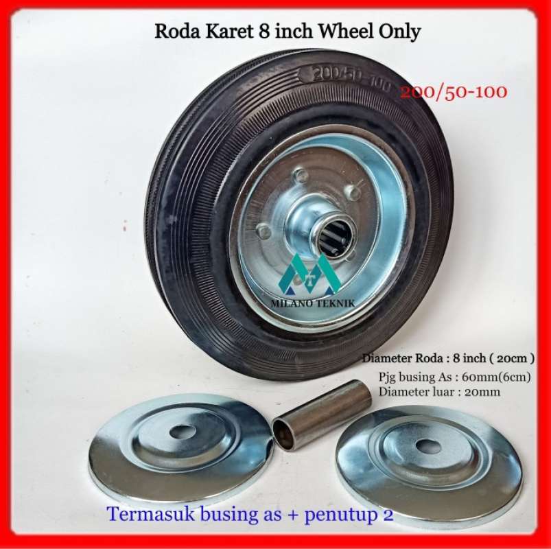 Jual Free Ongkir Roda Trolley 8 Inch Wheel Only/Roda Karet/Roda Lori/ Roda Gerobak di Seller ...
