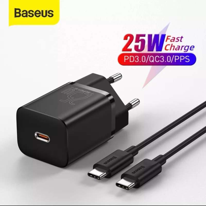 Jual BASEUS KEPALA CHARGER 1C 25W + CABLE TYPE C to C 1M di Seller ...