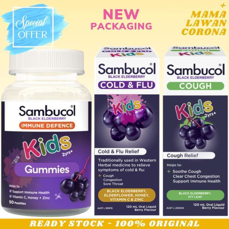 Jual Sambucol Kids COUGH Liquid Cold and Flu Relief Black Elderberry ...