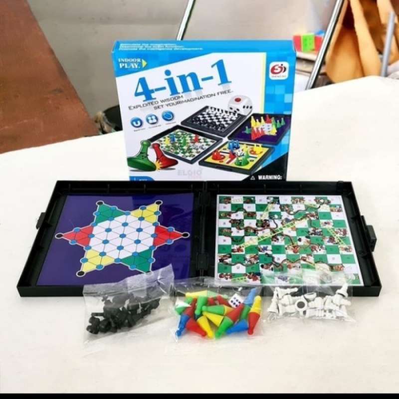 Promo MAINAN BOARD GAME 4 IN 1 CATUR ULAR TANGGA LUDO HALMA ANAK EDUKATIF Diskon 5% di Seller ...