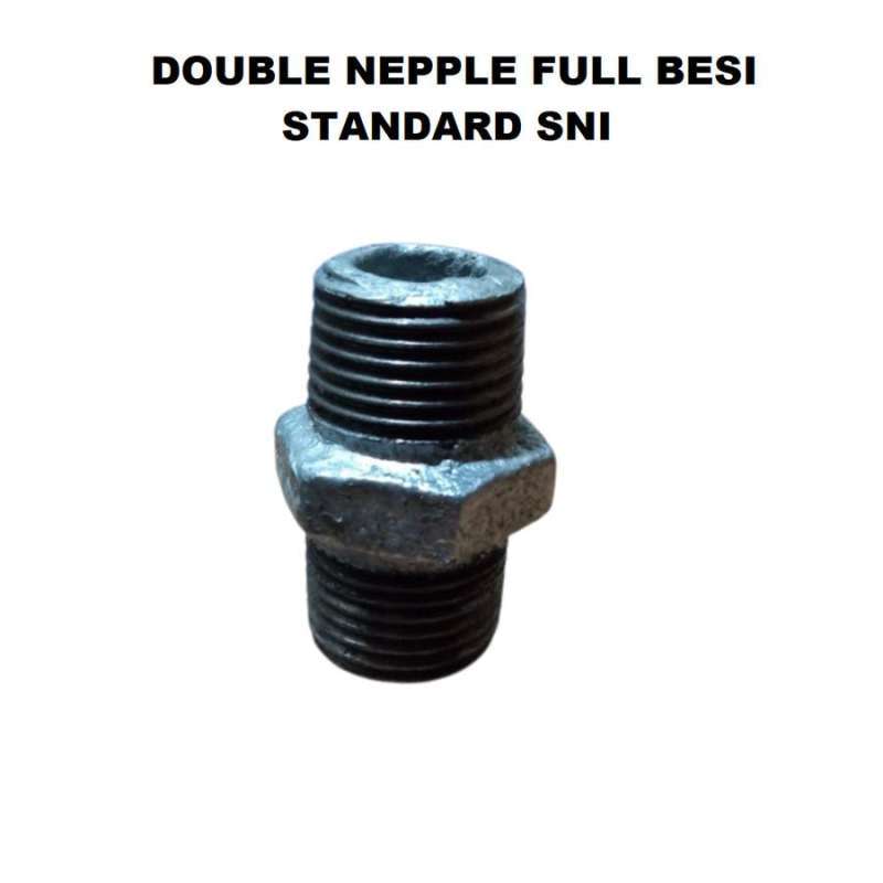 Jual Double Nepple Full Besi 1/2 inch Sambungan Pipa Drat Luar Male ...