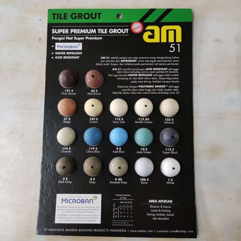 Jual Nat Keramik Anti Asam, Jamur & Air SUPER PREMIUM AM 51 Tile Grout ...