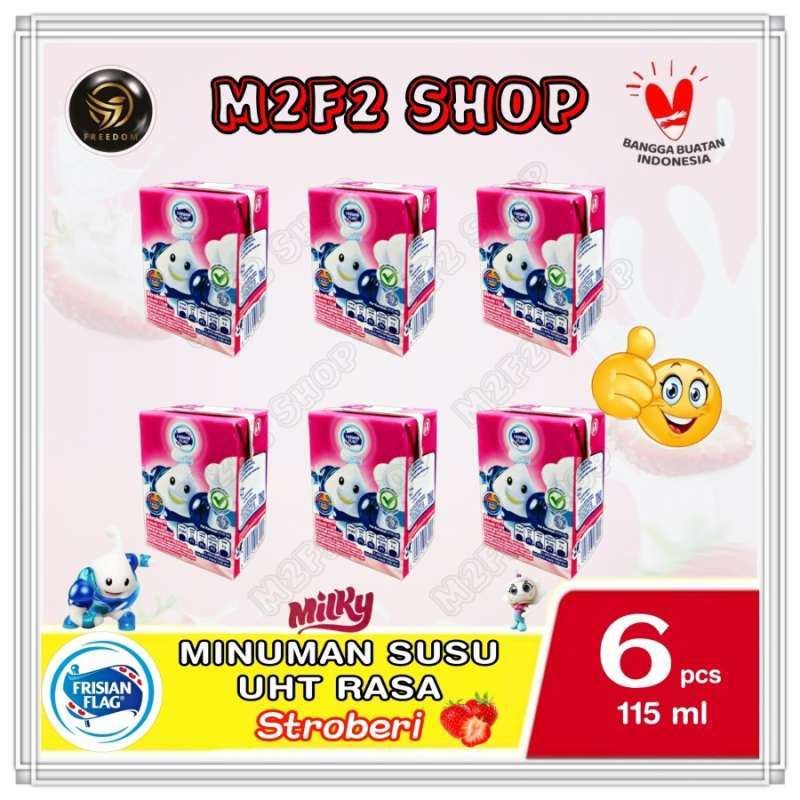 Promo Frisian Flag Susu Bendera Cair Milky Zuzhu Kotak Uht Rasa Stroberi Strawberry 115 Ml